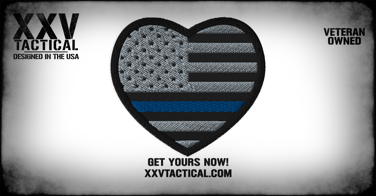 Heart Shaped Law Enforcement Blue Line Flag Patch | Patches | XXV Tactical