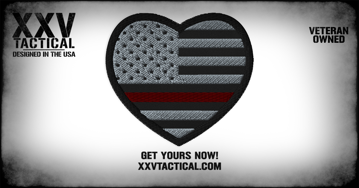 Heart Shaped Firefighter Red Line Flag Patch | Patches | XXV Tactical